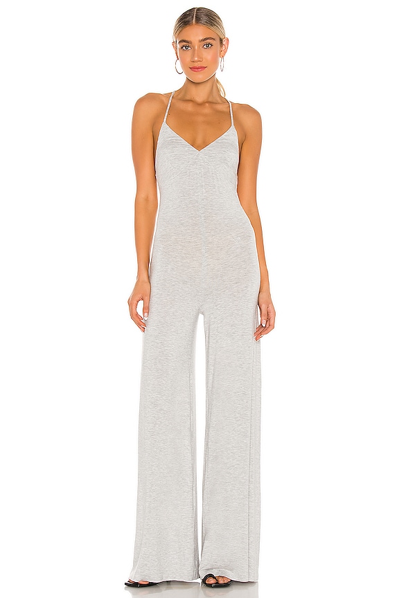 Norma Kamali X REVOLVE Low Back Slip Jumpsuit in Light Grey | REVOLVE