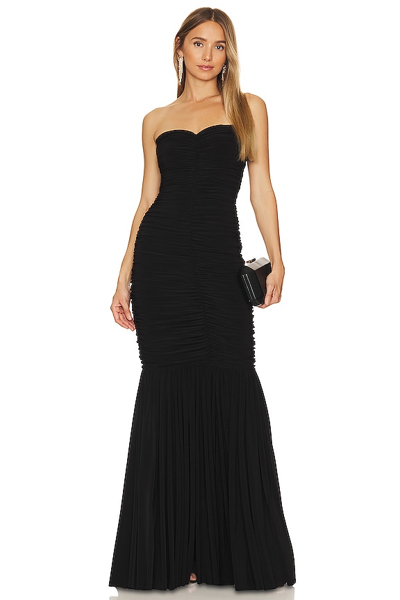 Norma Kamali Slinky Fishtail Gown in Black | REVOLVE