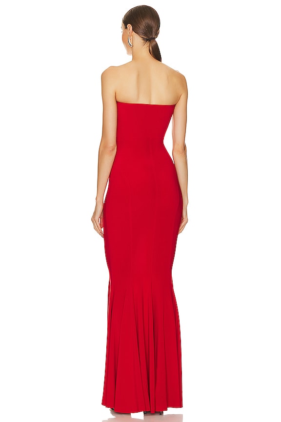 Norma Kamali Strapless Fishtail Gown in Tiger Red | REVOLVE