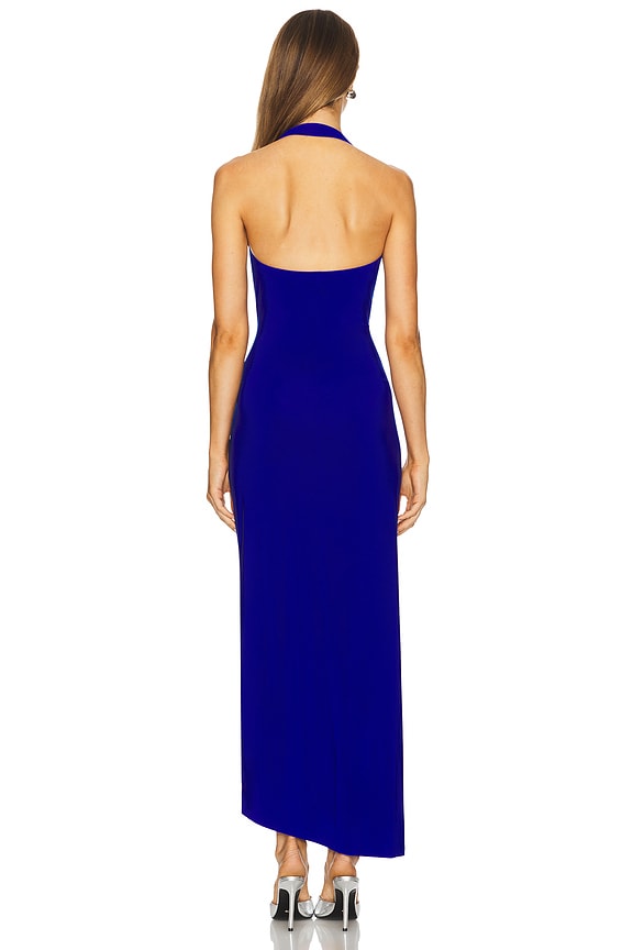 Norma Kamali x REVOLVE Halter Sweetheart Side Drape Gown in Electric ...