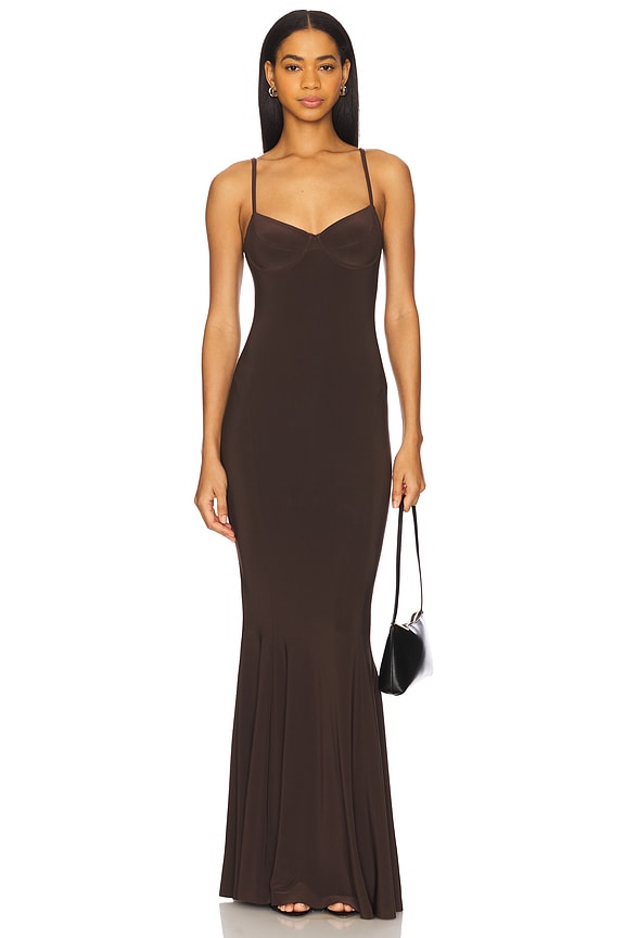 Norma Kamali Underwire Fishtail Gown in Chocolate | REVOLVE