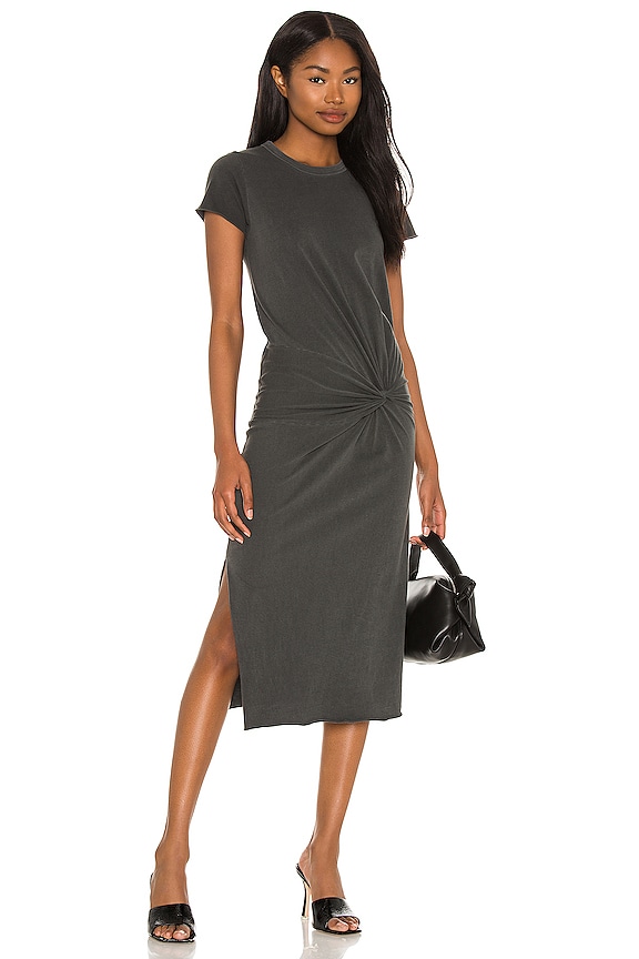 NSF Zelda Twisted Knot Tee Dress in Deep Pigment Black | REVOLVE