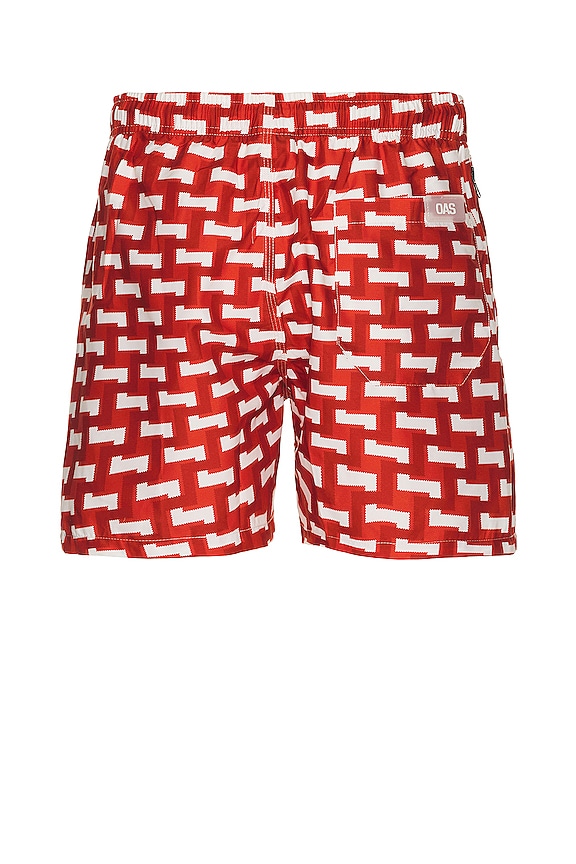 OAS Layer Zig Swim Shorts in Red | REVOLVE