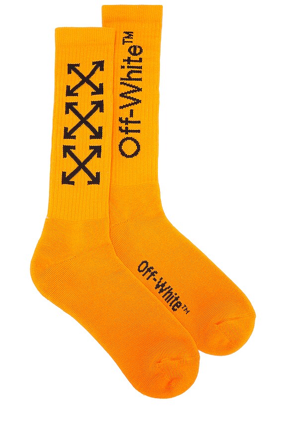 OFF-WHITE Arrow Mid Length Socks in Orange & Black | REVOLVE