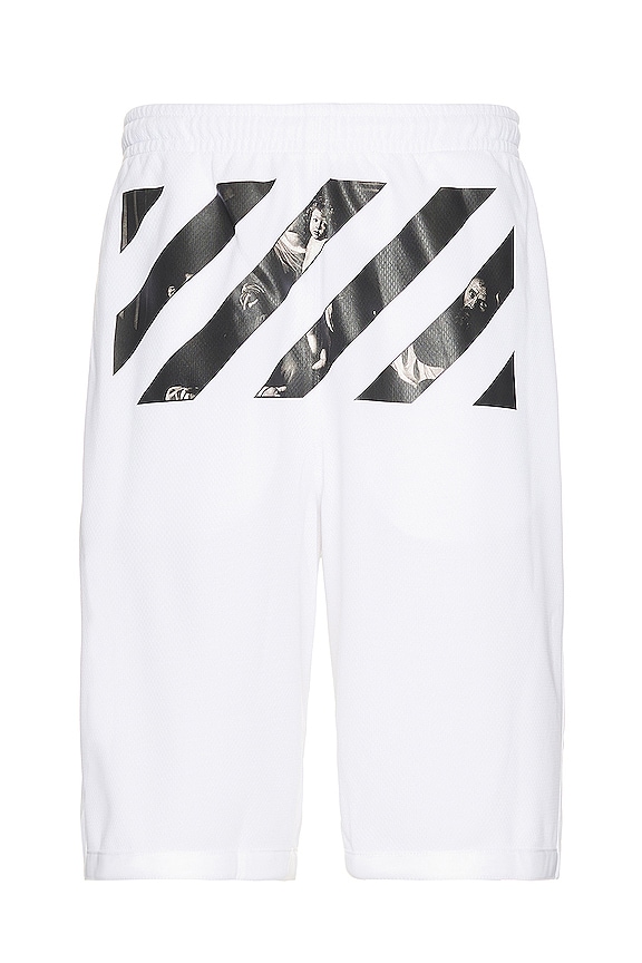 OFF-WHITE Caravaggio Mesh Shorts in White | REVOLVE