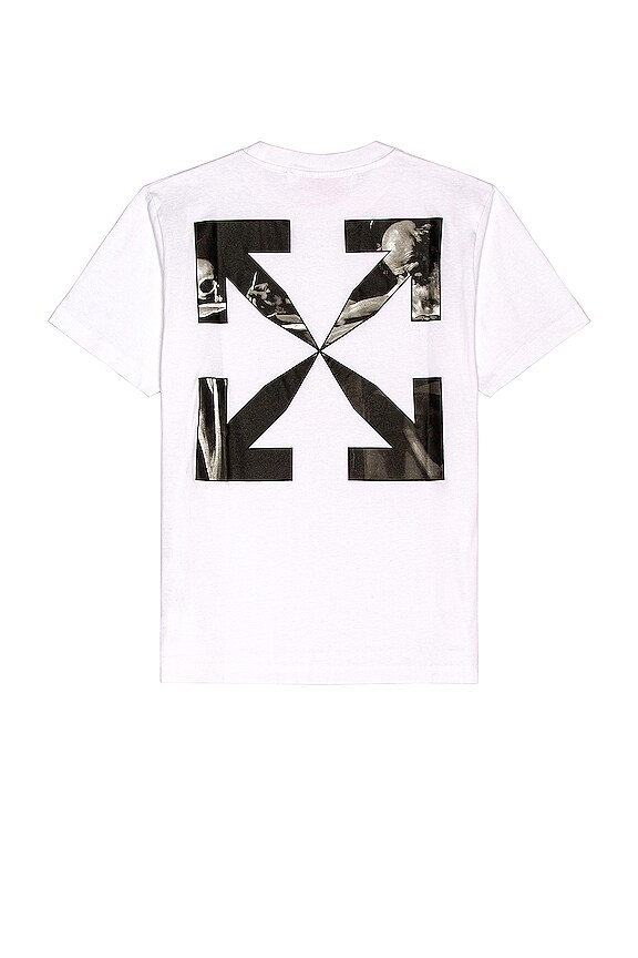 OFF-WHITE Caravag Arrow Slim Tee in White & Black | REVOLVE