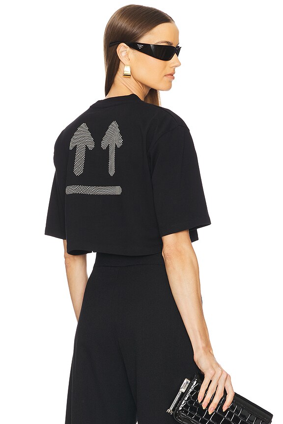 OFF-WHITE Double Arrows Cropped Tee in Black | REVOLVE