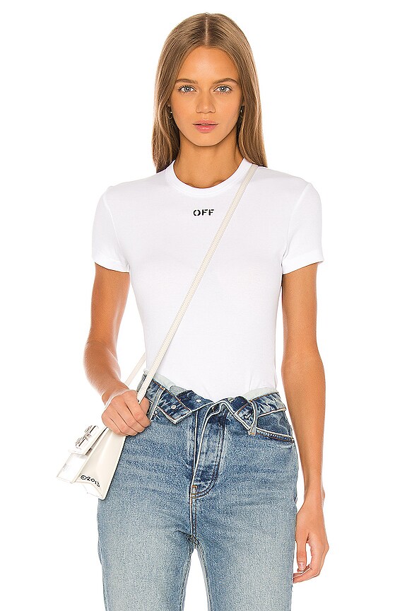 OFF-WHITE Fitted Tee in White Black | REVOLVE