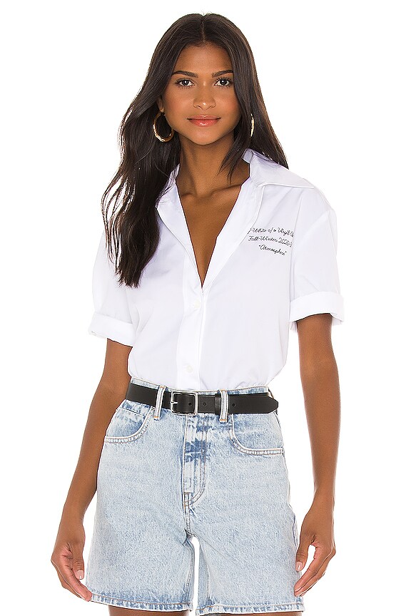 OFF-WHITE Baseball Shirt in White & Black | REVOLVE