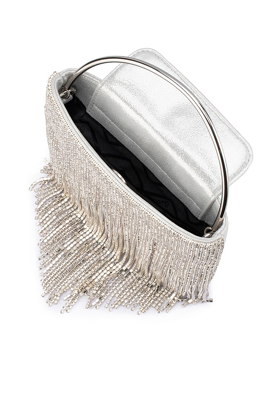 olga berg Adina Crystal Fringe Bag in Silver | REVOLVE