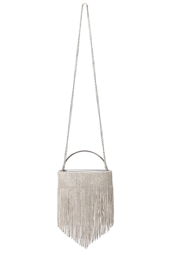 olga berg Adina Crystal Fringe Bag in Silver | REVOLVE
