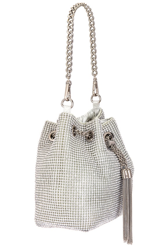 olga berg Sylvie Crystal Pouch in Silver | REVOLVE