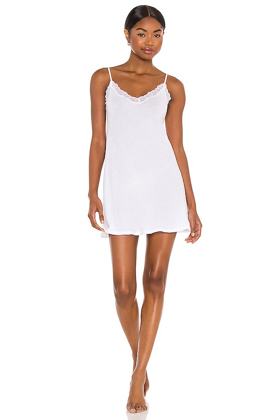 Only Hearts Organic Cotton Lace Trimmed Chemise in White | REVOLVE