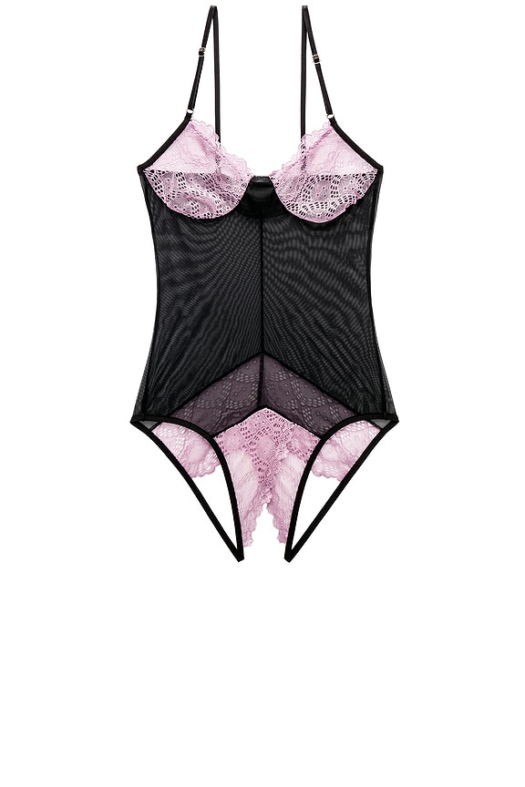 Only Hearts X Revolve Whisper Sweet Nothings Bodysuit In Black And Violet
