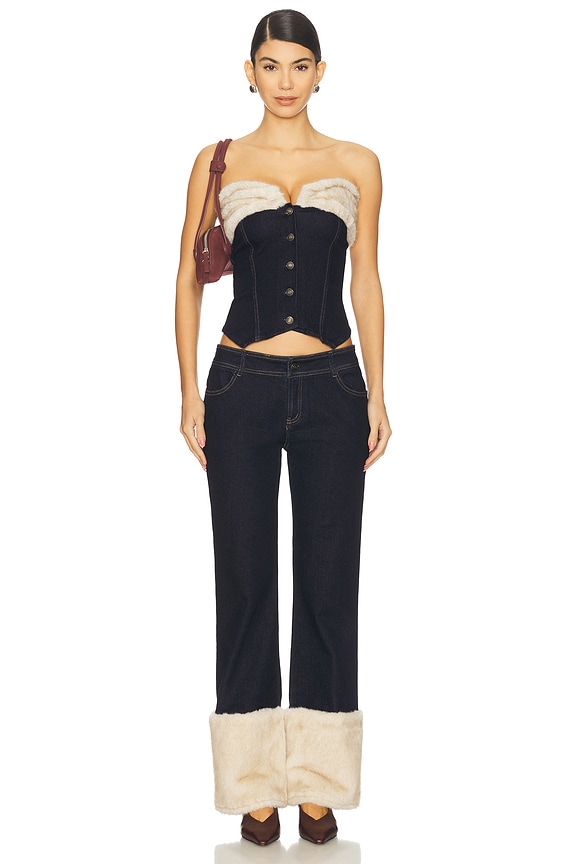 OW Collection Desi Corset Top in Dark Wash | REVOLVE