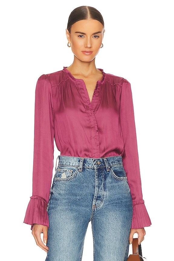 PAIGE Palma Blouse in Raspberry Mousse | REVOLVE
