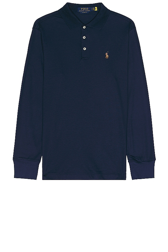 Polo Ralph Lauren Pima Long Sleeve Polo in Navy | REVOLVE