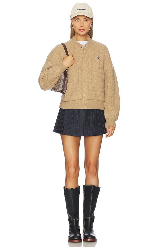 Polo Ralph Lauren Cable Knit Wool Cashmere Bomber Jacket in Collection ...