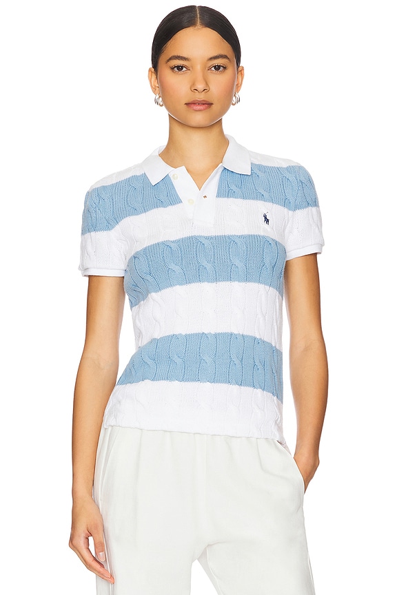 Polo Ralph Lauren Short Sleeve Polo Tee in White & Carolina Blue | REVOLVE