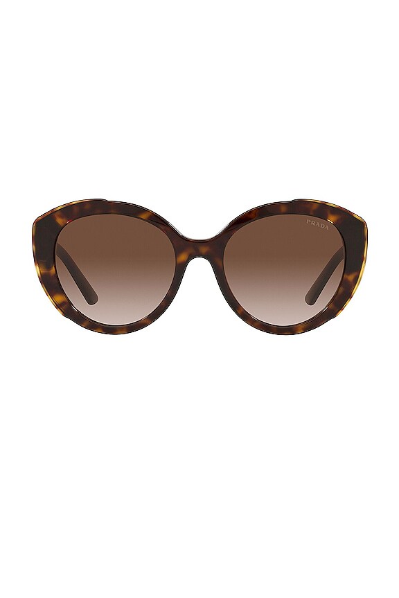 Prada Logo Evolution Round in Dark Havana & Brown Gradient | REVOLVE