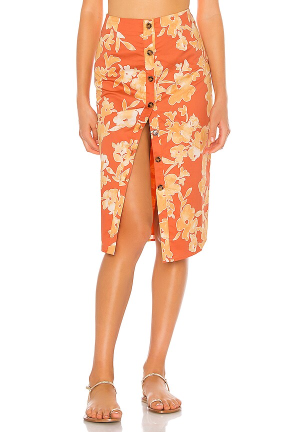 Privacy Please Augusta Midi Skirt in Coral Renee Floral | REVOLVE
