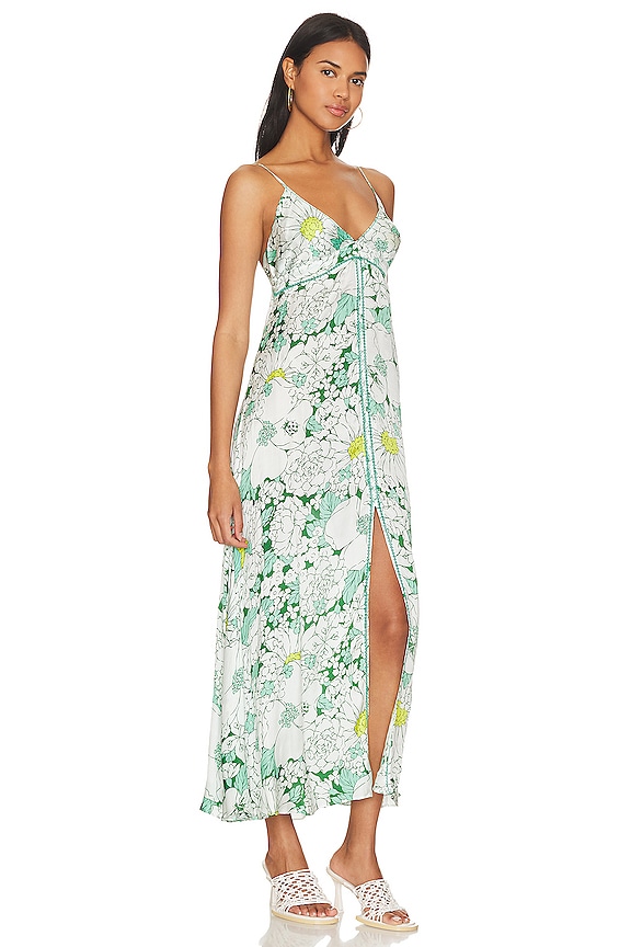 Poupette St Barth Denise Long Dress in GREEN MACRO 70'S GARDEN | REVOLVE