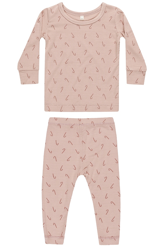 QUINCY MAE Kids Bamboo Pajama Set in Candy Cane | REVOLVE