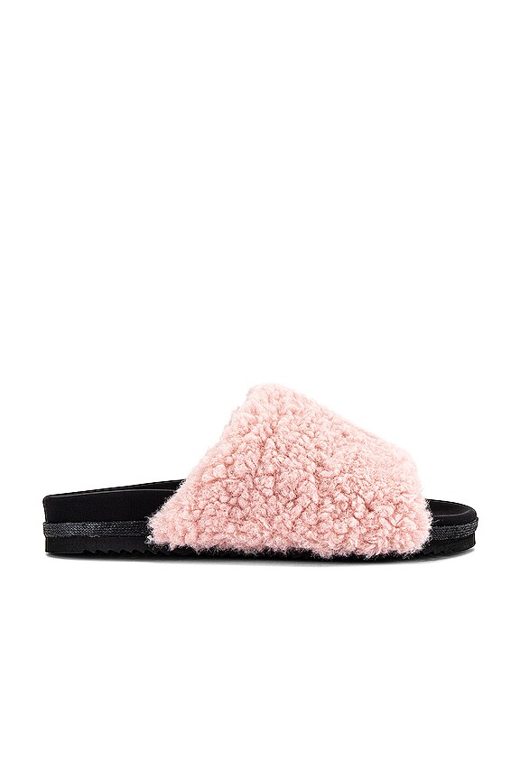R0AM Fuzzy Faux Fur Slide in Baby Pink | REVOLVE