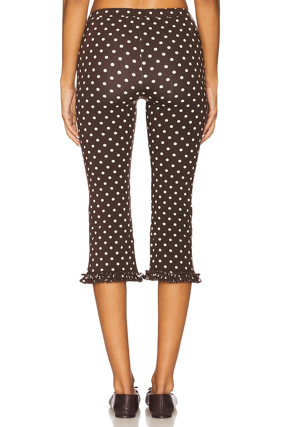 RAT BOI Ruffle Capri Pants in Brown Polka Dot | REVOLVE