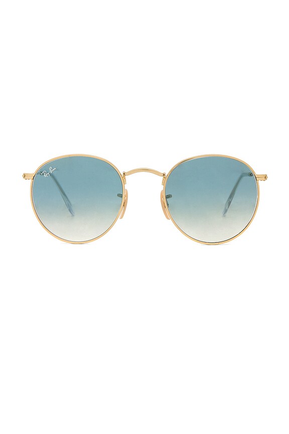 Ray-Ban Round Metal in Gold & Light Blue Gradient | REVOLVE