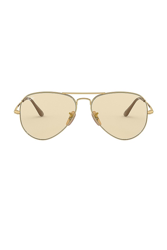 Ray-Ban Evolve Aviator in Gold & Light Brown | REVOLVE