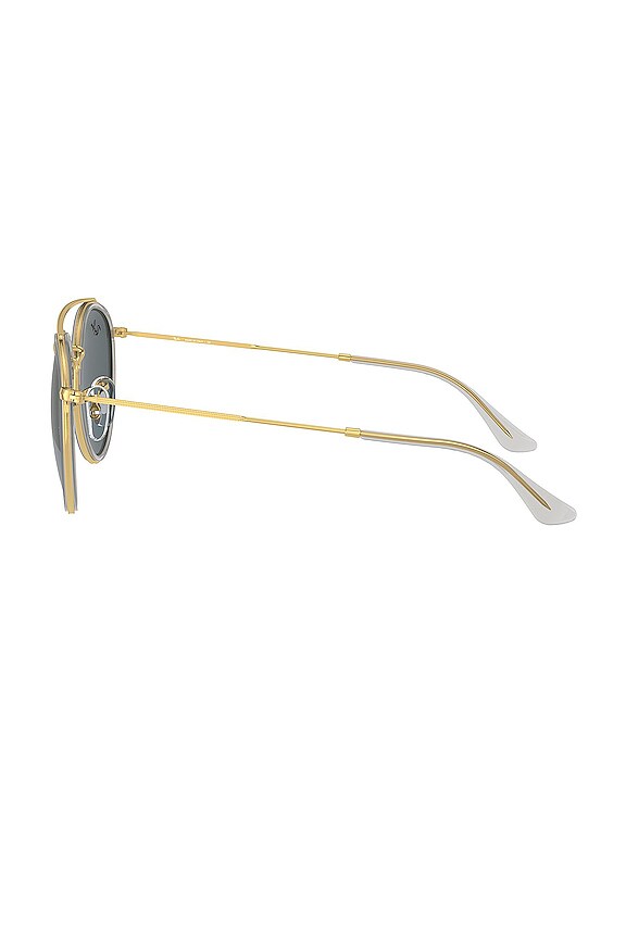 Ray-Ban Round Double Bridge in Gold & Blue | REVOLVE