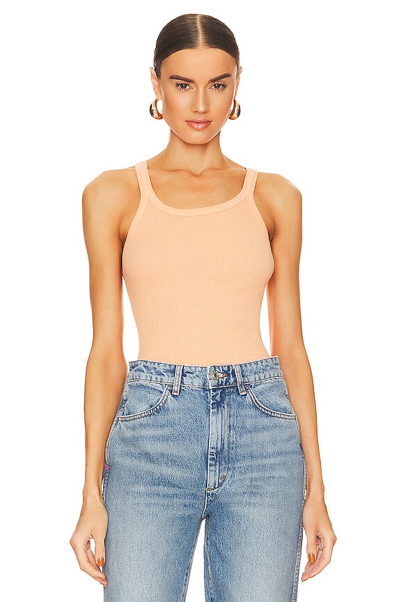 RE/DONE x Hanes Ribbed Tank Top in Apricot | REVOLVE