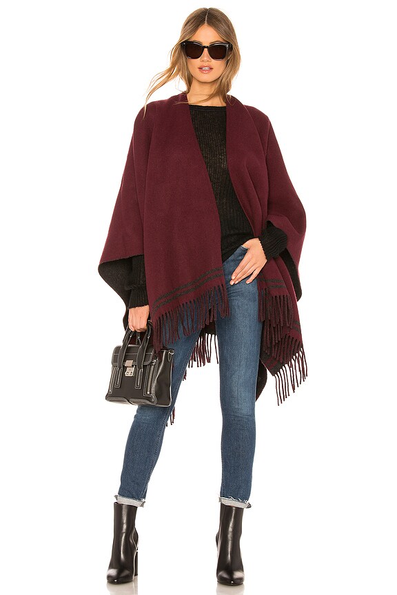 Rag & Bone Striped Poncho in Burgundy Multi | REVOLVE