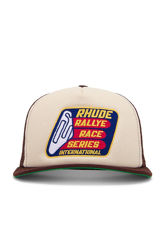 Rhude Race Series Hat In Brown & Vintage White in Brown & Vintage White ...