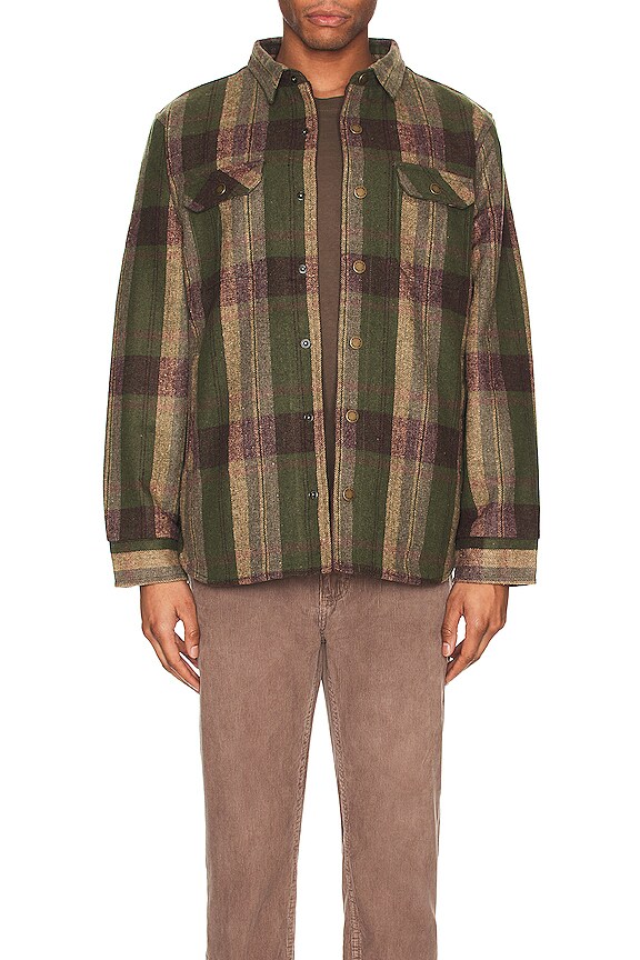 ROLLA'S Men At Work Check Shacket in Olive Green | REVOLVE