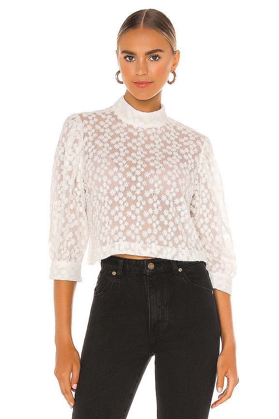 ROLLA'S Stephanie Daisy Lace Blouse en White | REVOLVE
