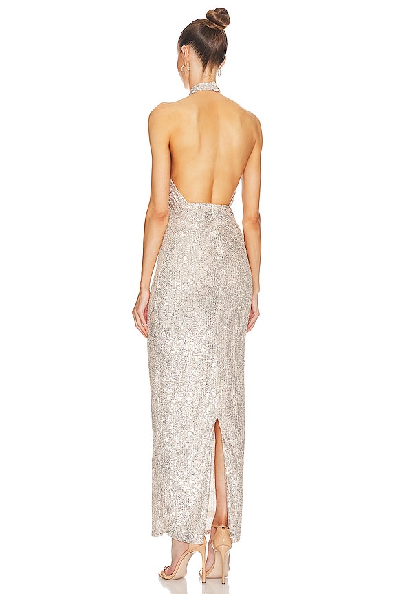 Ronny Kobo Zack Dress in Mini Sequins Champagne | REVOLVE