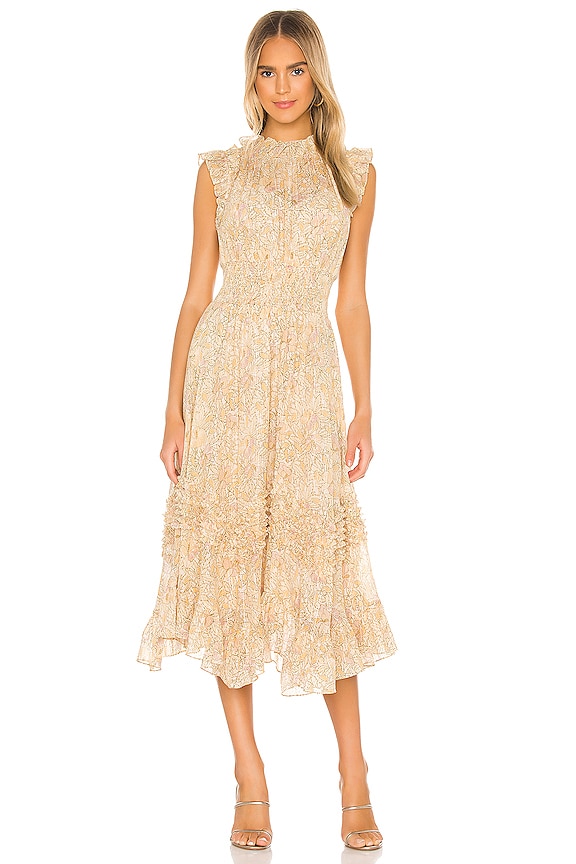 Rebecca Taylor Sleeveless Soleil Smock Dress in Soft Lemon Combo | REVOLVE