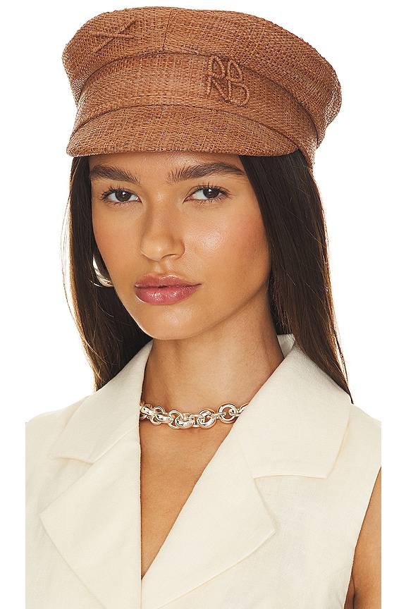 Ruslan Baginskiy Monogram-embellished Baker Boy Cap in Brown | REVOLVE