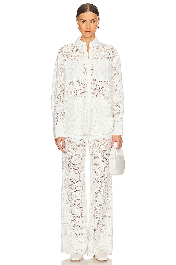 SANS FAFF London Lace Oversized Shirt in White | REVOLVE