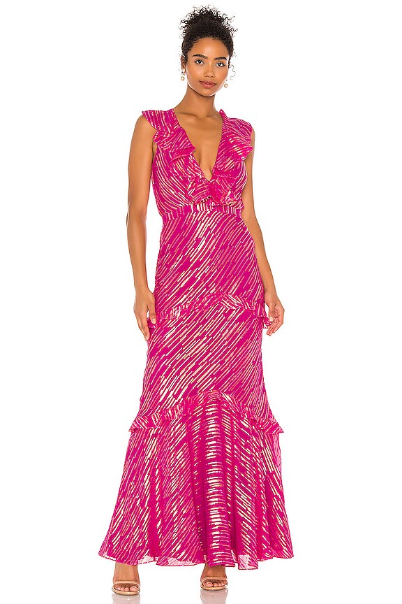 SALONI Rita Dress in Magenta Metallic | REVOLVE