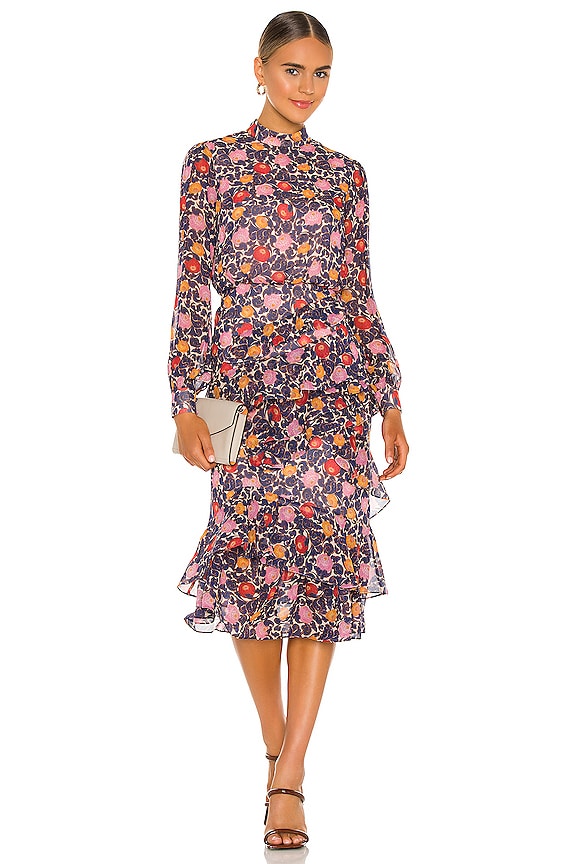 SALONI Isa Ruffle Dress in Lotus Lake | REVOLVE