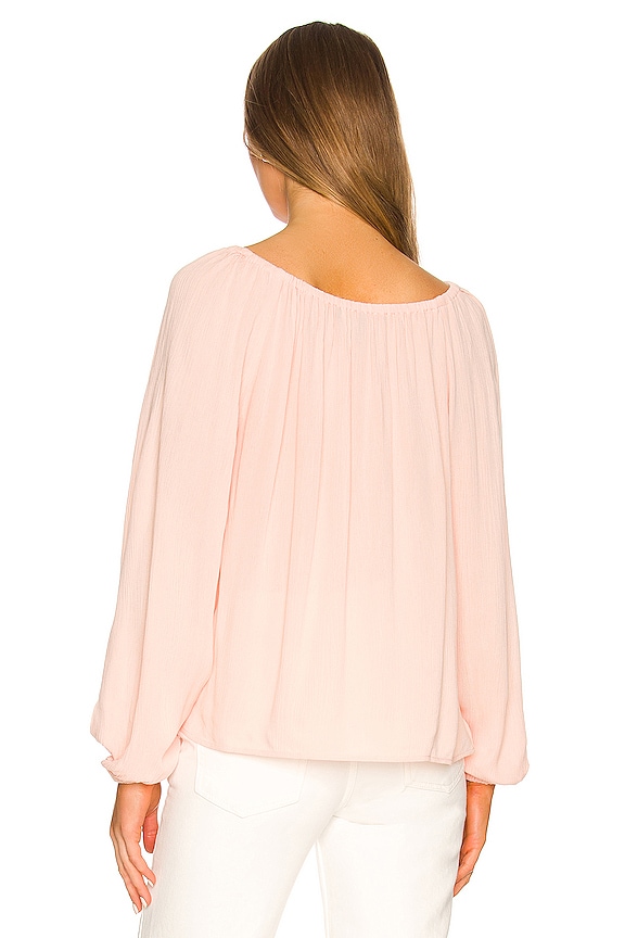 Sanctuary Tie Ballet Neck Blouse in Peachy Keen | REVOLVE