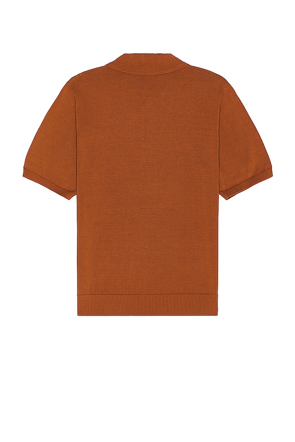SATURDAYS NYC Jahmad Knit Polo Shirt in Caramel | REVOLVE