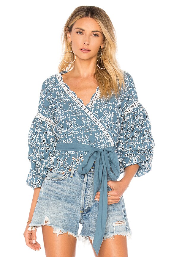 SAYLOR Reed Top in Teal | REVOLVE