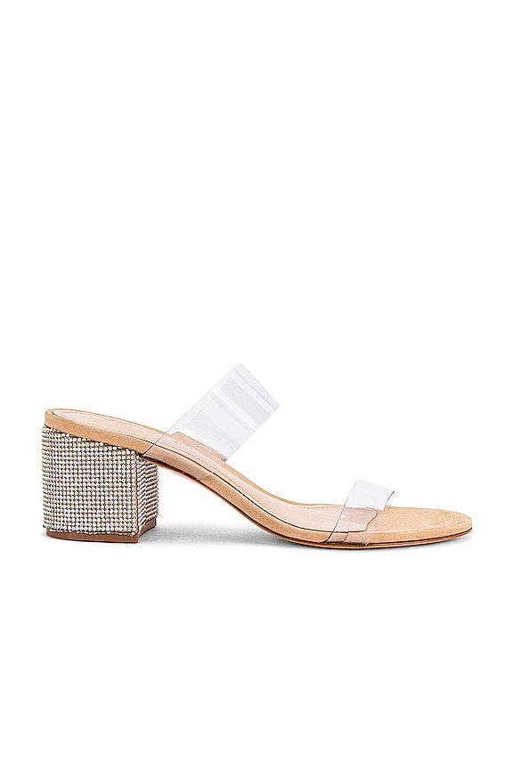 Schutz Victorie Crystal Mule in Transparente & Light Wood | REVOLVE