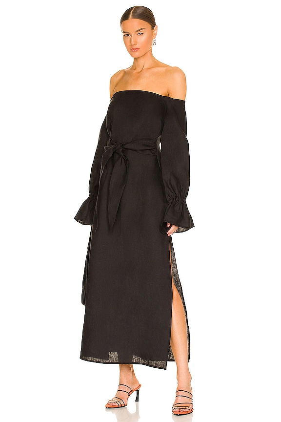 SELMACILEK Midi Caftan Dress in Black | REVOLVE