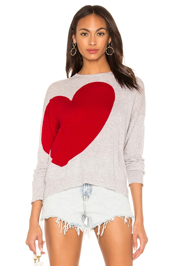 SUNDRY Heart and Star Crewneck Sweater in Heather Grey | REVOLVE