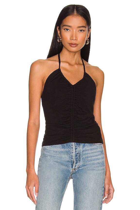 SUNDRY Ruched Halter Top in Black | REVOLVE